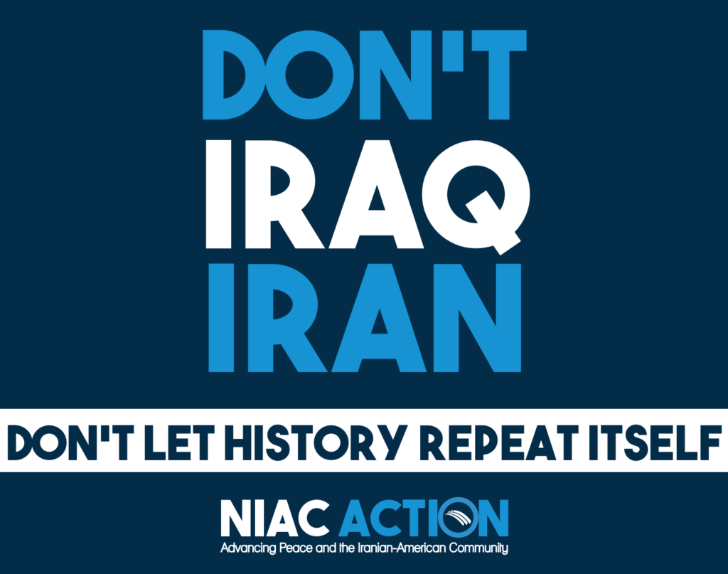 “No War with Iran” Campaign Graphics – NIAC